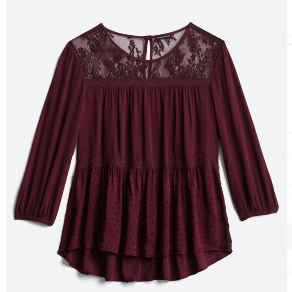 Violets & Roses | Tops | Violets Roses Small Maroon Lace Top | Poshmark